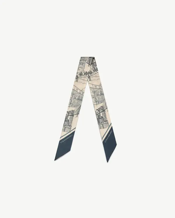 Strathberry Silk Skinny Scarf - Blue