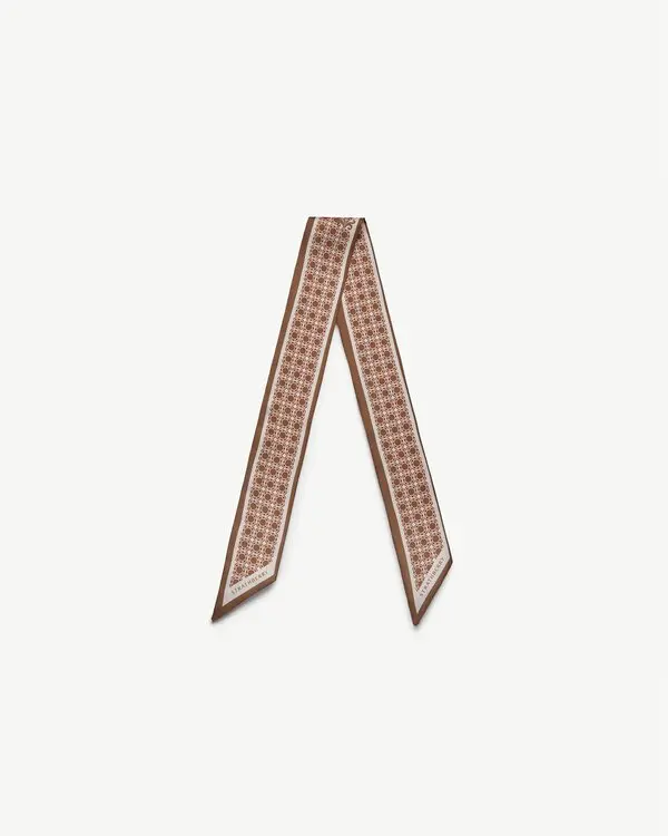 Strathberry Silk Skinny Scarf - Brown