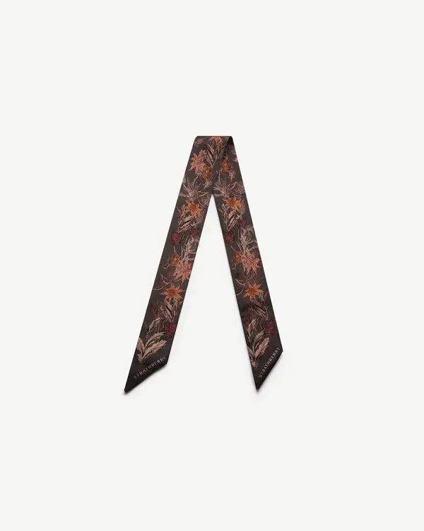 Strathberry Silk Skinny Scarf - Brown