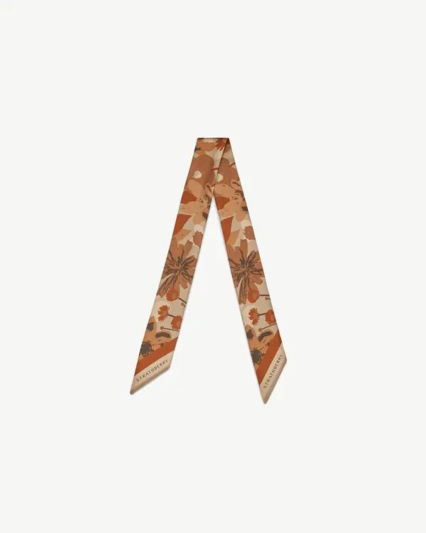 Strathberry Silk Skinny Scarf - Brown