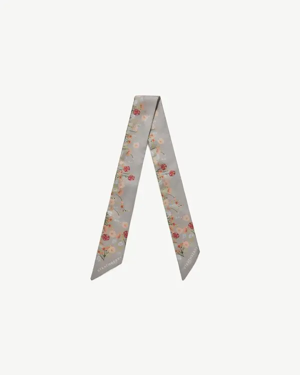 Strathberry Silk Skinny Scarf - Grey