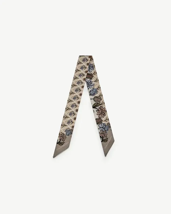 Strathberry Silk Skinny Scarf - Grey
