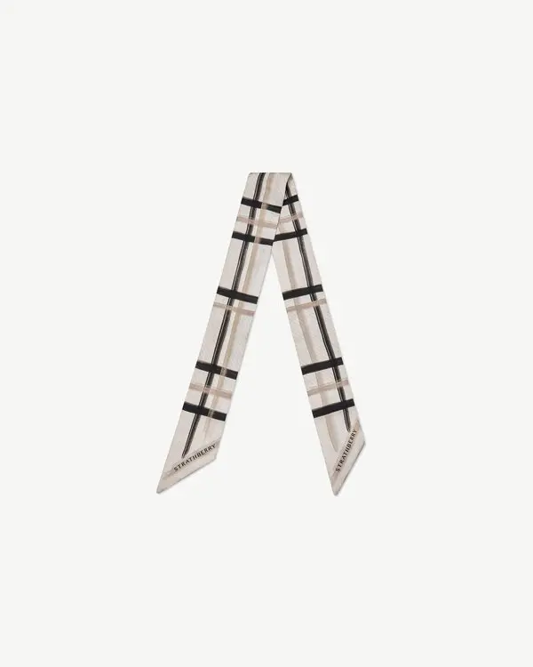 Strathberry Silk Skinny Scarf - Neutral