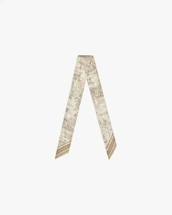 Strathberry Silk Skinny Scarf - Neutral