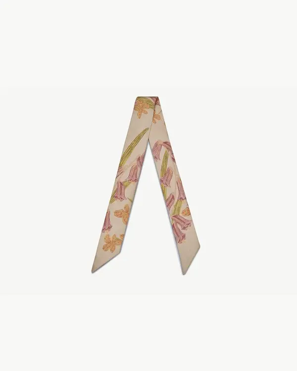 Strathberry Silk Skinny Scarf - Neutral