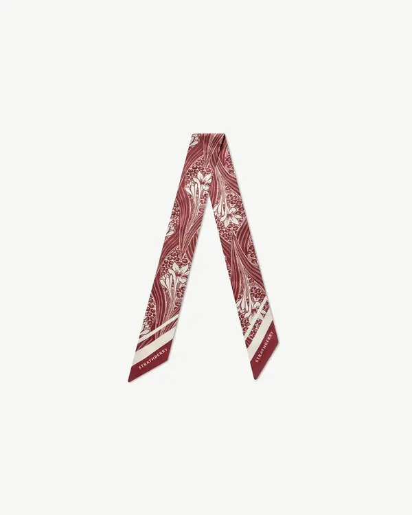 Strathberry Silk Skinny Scarf - Red