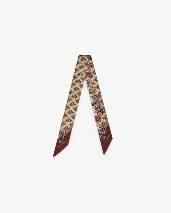 Strathberry Silk Skinny Scarf - Red