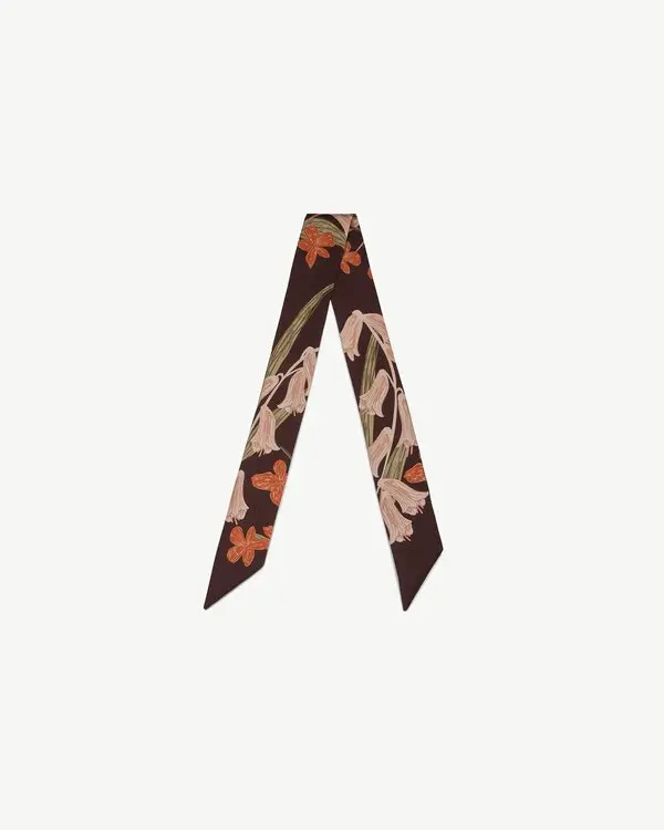 Strathberry Silk Skinny Scarf - Red
