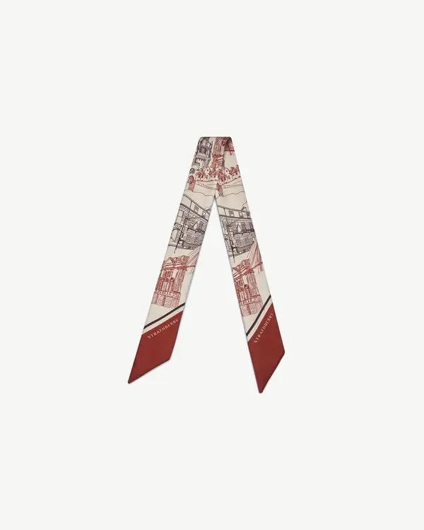Strathberry Silk Skinny Scarf - Red