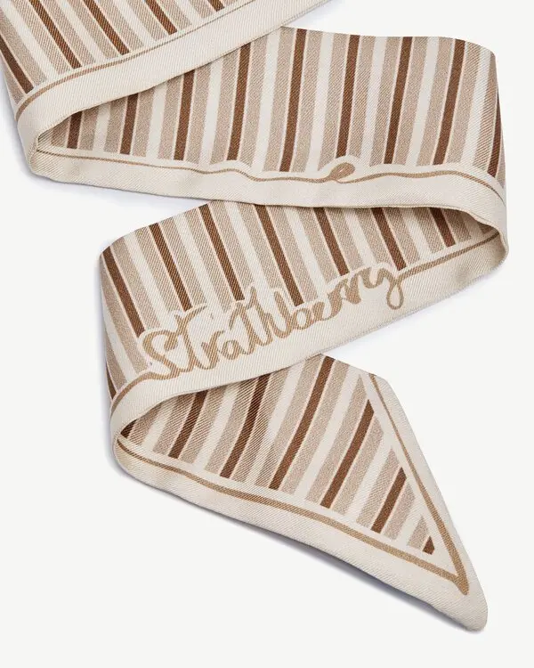 Strathberry Silk Skinny Scarf - White