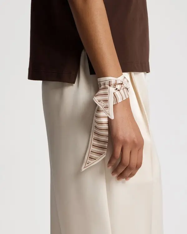 Strathberry Silk Skinny Scarf - White