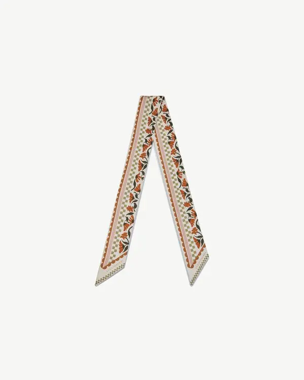 Strathberry Silk Skinny Scarf - White