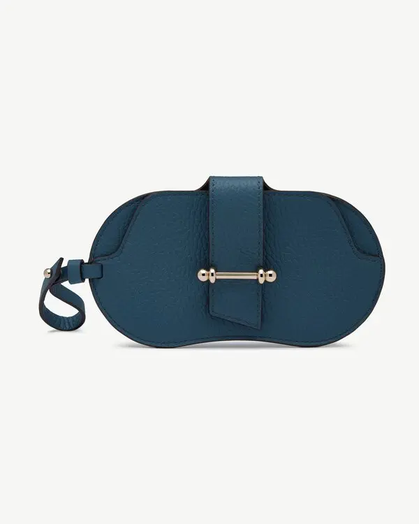 Strathberry Leather Sunglasses Case With Popper Closure - Blue