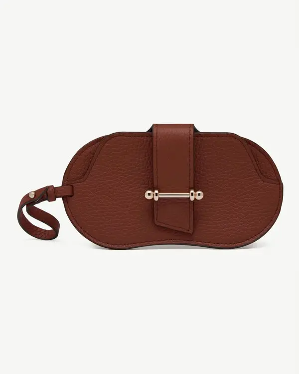 Strathberry Leather Sunglasses Case With Popper Closure - Brown
