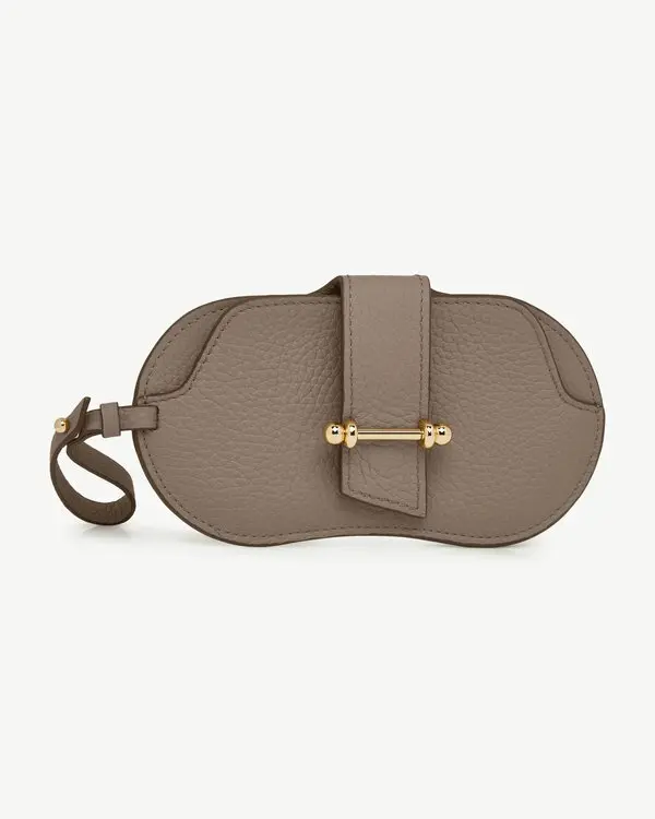 Strathberry Leather Sunglasses Case With Popper Closure - Grey