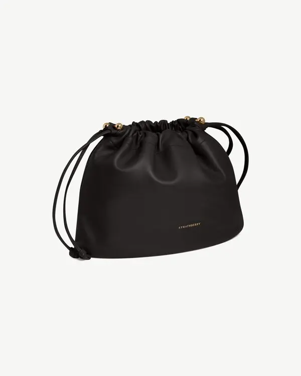 Strathberry Charlotte Midi Drawstring Bucket Bag - Black