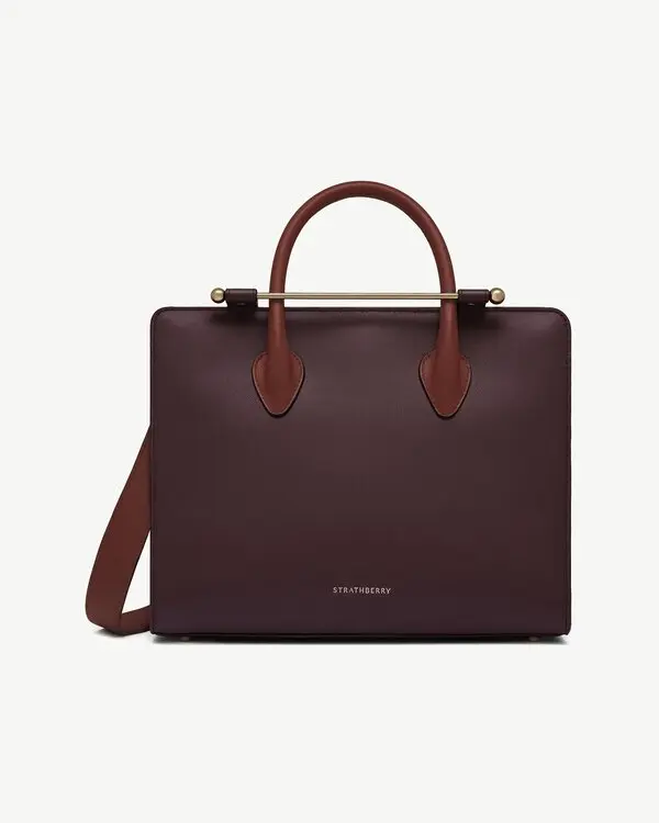 Strathberry Midi Tote Leather Top Handle Bag - Brown