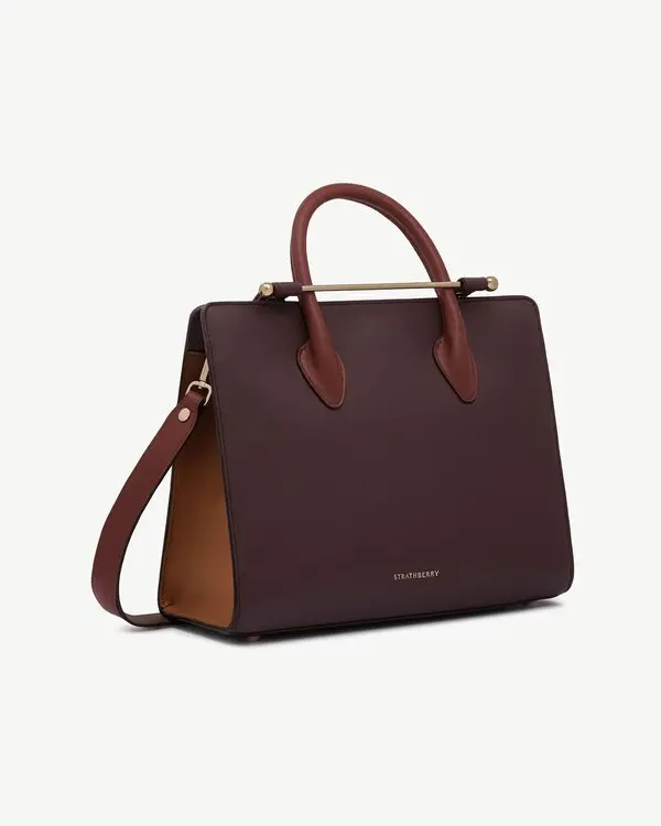 Strathberry Midi Tote Leather Top Handle Bag - Brown