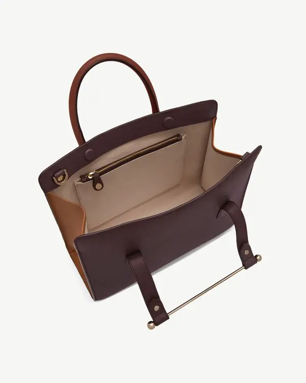 Strathberry Midi Tote Leather Top Handle Bag - Brown