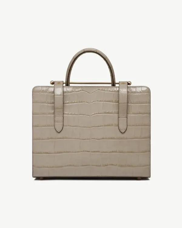 Strathberry Midi Tote Leather Top Handle Bag - Grey
