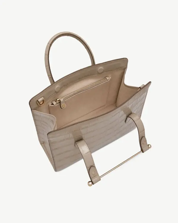 Strathberry Midi Tote Leather Top Handle Bag - Grey