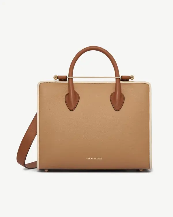 Strathberry Midi Tote Leather Top Handle Bag - Neutral