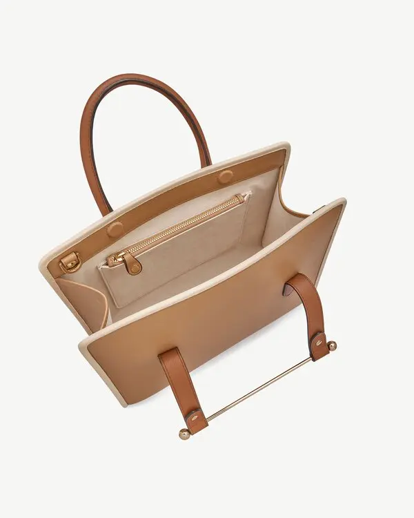 Strathberry Midi Tote Leather Top Handle Bag - Neutral