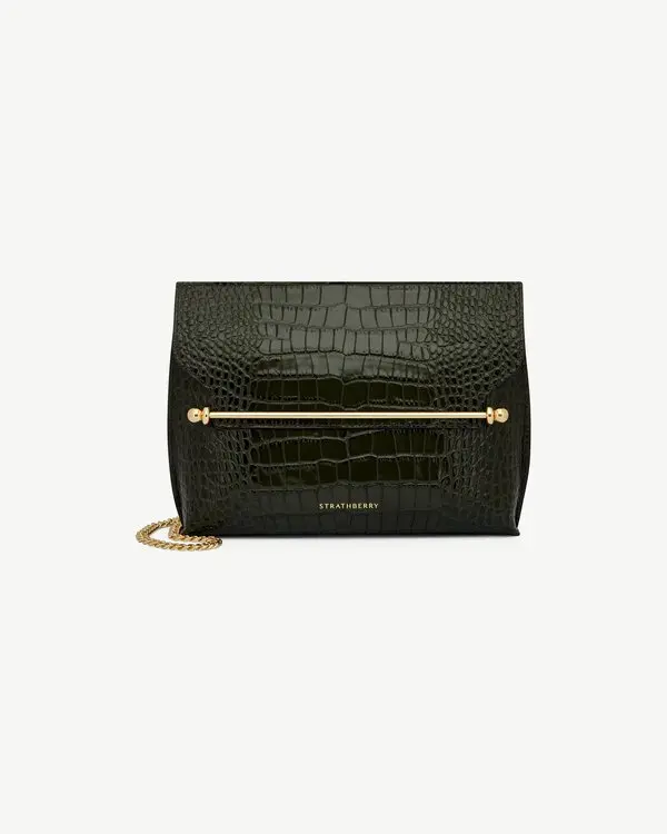 Strathberry Stylist Crossbody Leather Clutch - Green