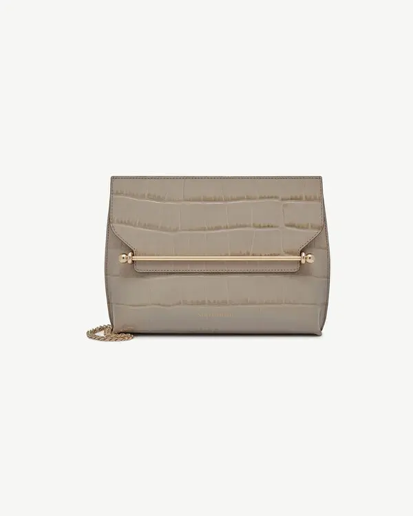 Strathberry Stylist Crossbody Leather Clutch - Grey