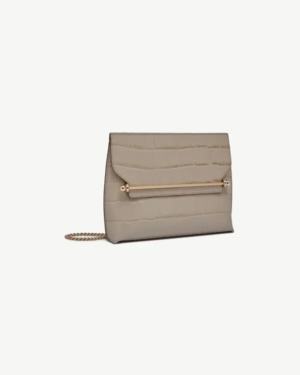 Strathberry Stylist Crossbody Leather Clutch - Grey