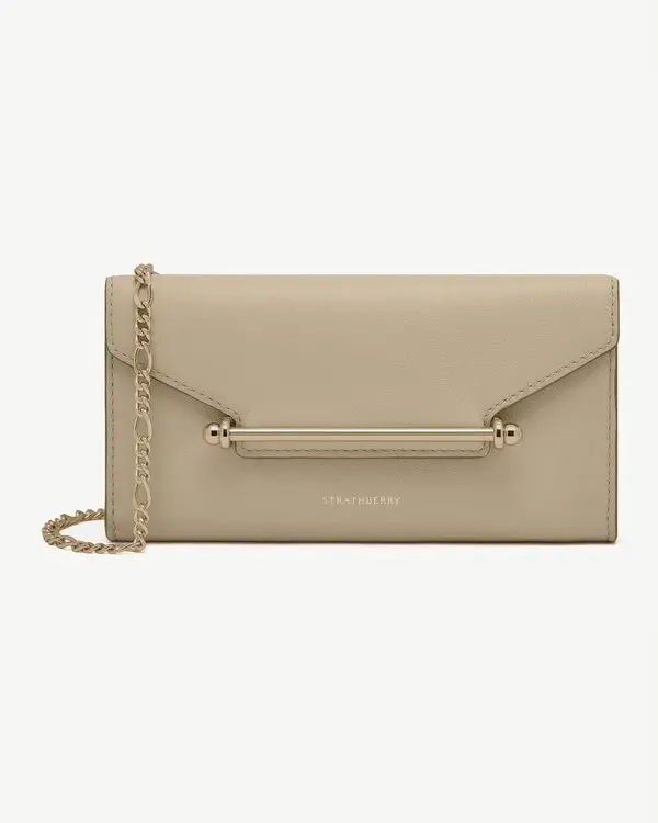 Strathberry Multrees Chain Wallet Leather Mini Clutch - Neutral