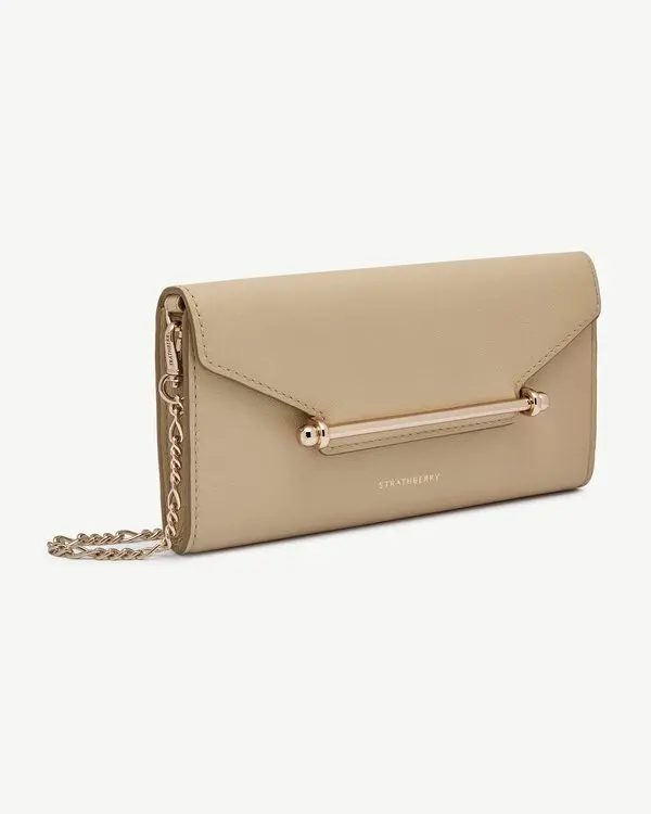 Strathberry Multrees Chain Wallet Leather Mini Clutch - Neutral