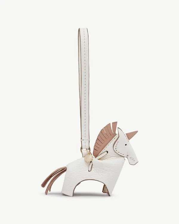 Strathberry Animal Bag Charm - White/pink