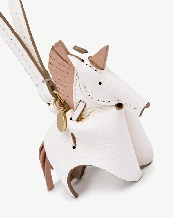 Strathberry Animal Bag Charm - White/pink