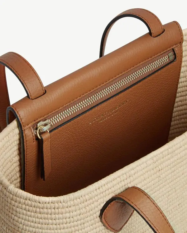 Strathberry Woven Raffia Basket Handbag With Leather Accents