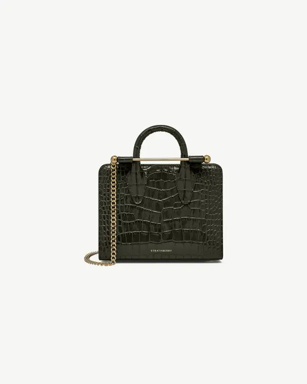 Strathberry Nano Tote Top Handle Leather Mini Tote Bag - Green