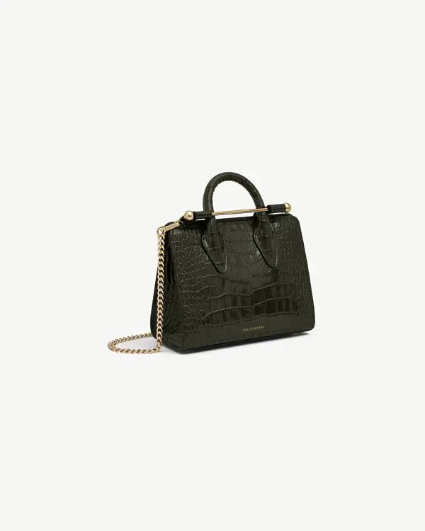 Strathberry Nano Tote Top Handle Leather Mini Tote Bag - Green