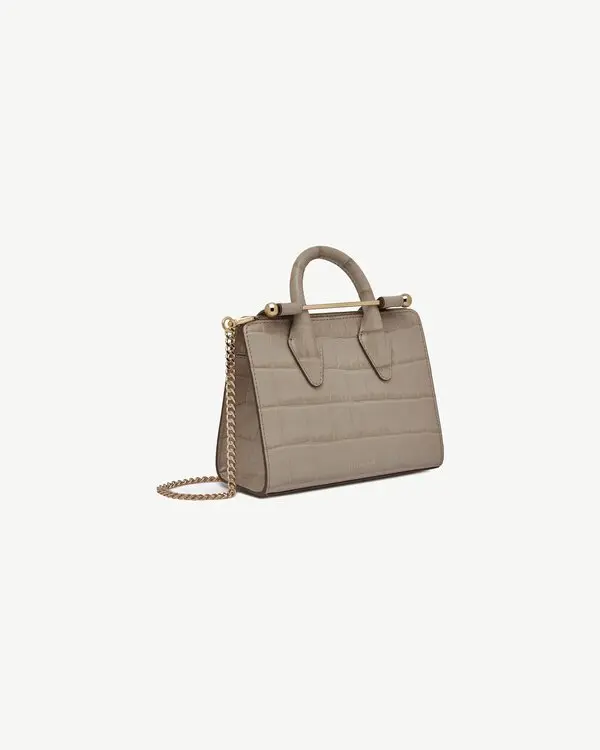 Strathberry Nano Tote Top Handle Leather Mini Tote Bag - Grey