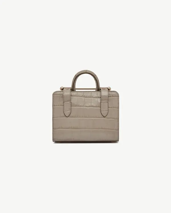 Strathberry Nano Tote Top Handle Leather Mini Tote Bag - Grey