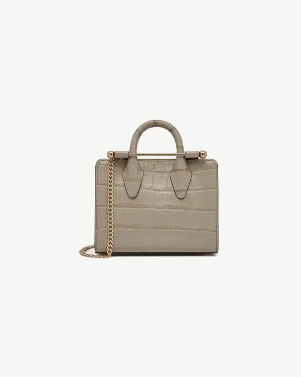 Strathberry Nano Tote Top Handle Leather Mini Tote Bag - Grey