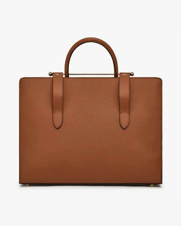Strathberry Leather Tote Bag With Music Bar Closure - Brown
