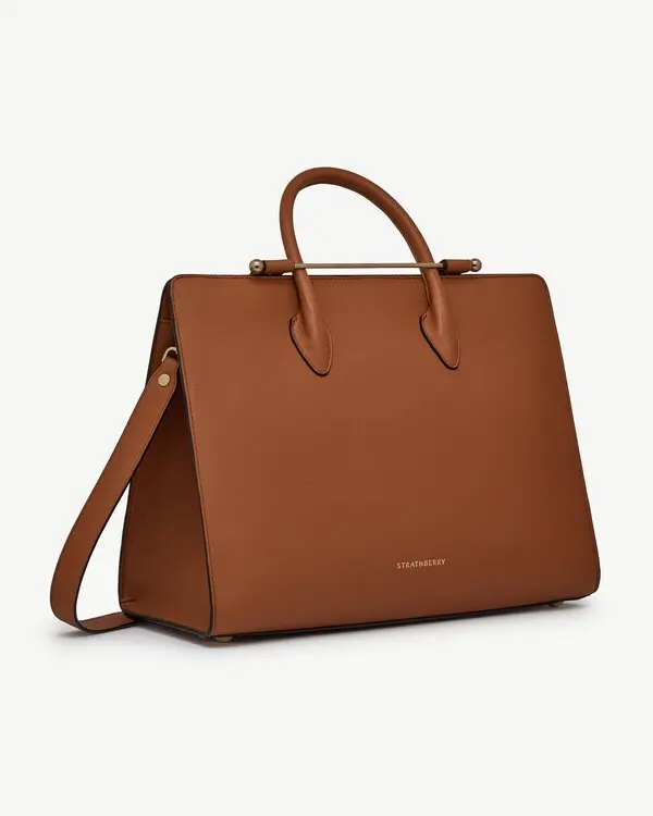 Strathberry Leather Tote Bag With Music Bar Closure - Brown