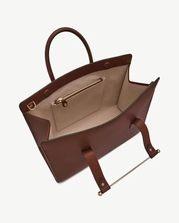 Strathberry Leather Tote Bag With Music Bar Closure - Brown