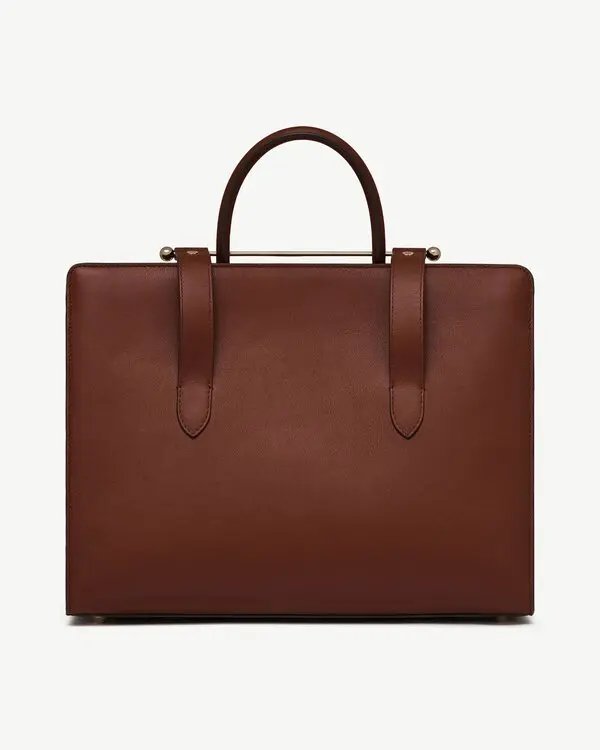 Strathberry Leather Tote Bag With Music Bar Closure - Brown