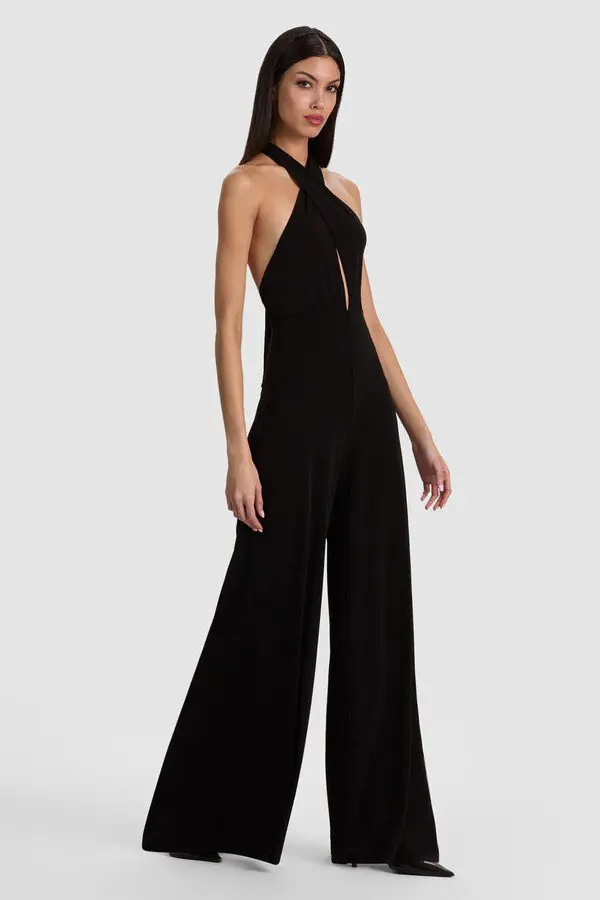 Alice + Olivia Evelina Halter Wide Leg Jumpsuit