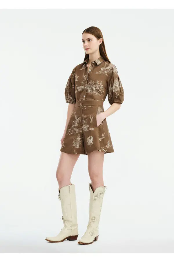 Lela Rose Reyrosa Cotton Short