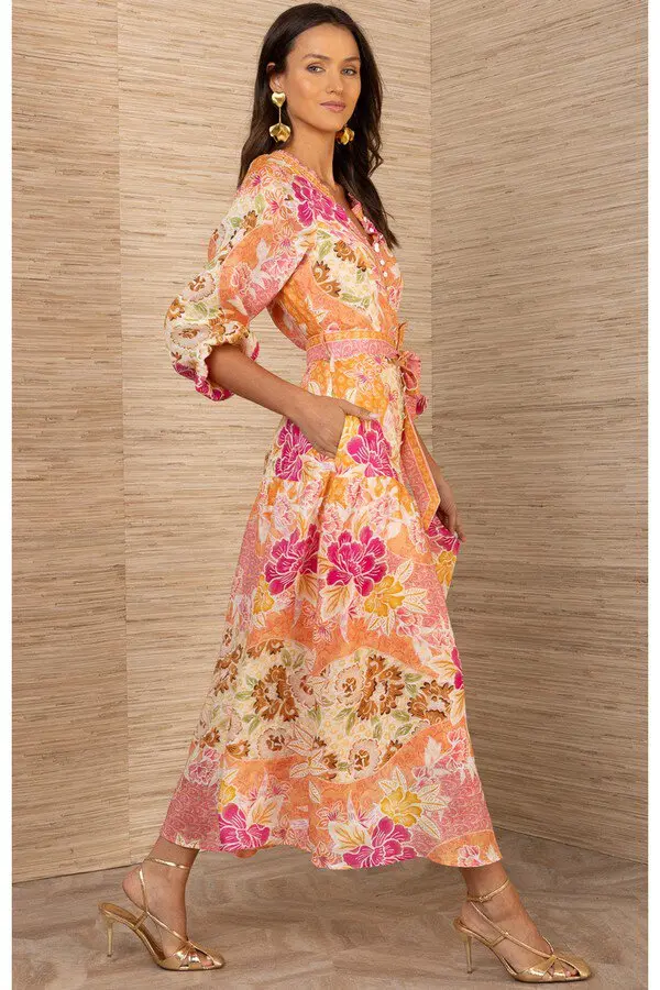 Hale Bob Baia Linen Dress - Pink