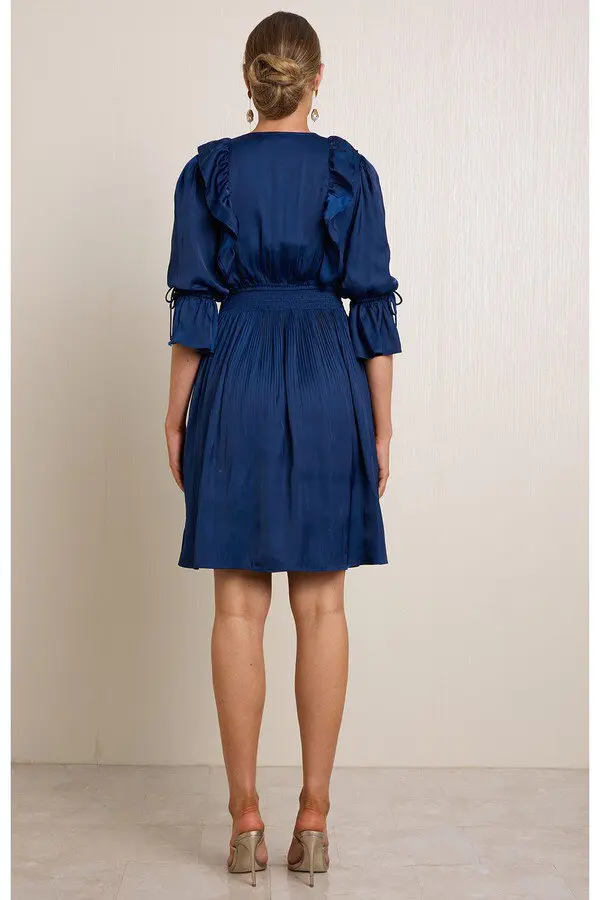 Hale Bob Tara Solid Charmeuse Dress - Navy