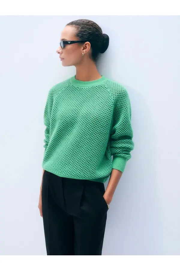 WHITE & WARREN Cashmere Mesh Sweatshirt - Green