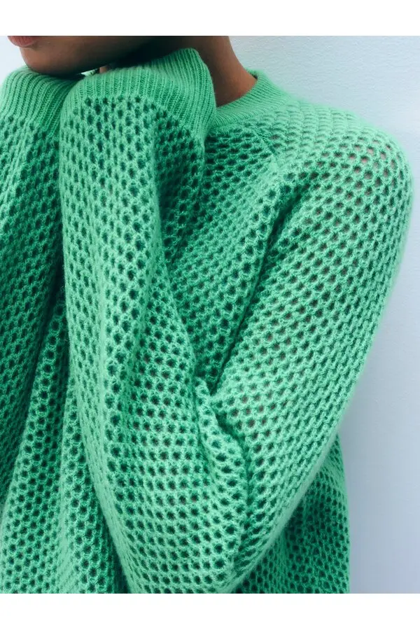 WHITE & WARREN Cashmere Mesh Sweatshirt